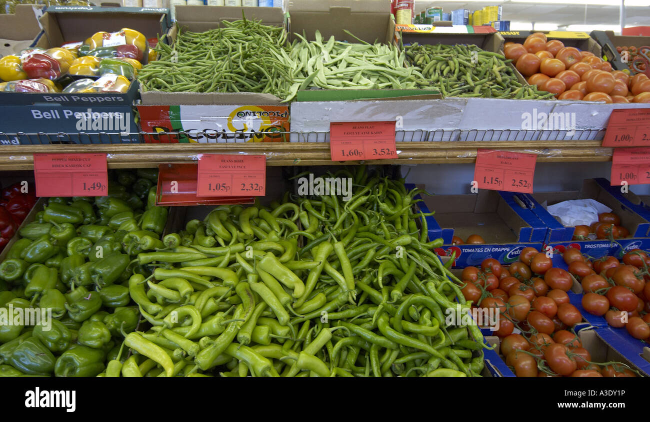 Vegetable display at TFC turkish supermarket Leytonstone London Stock ...