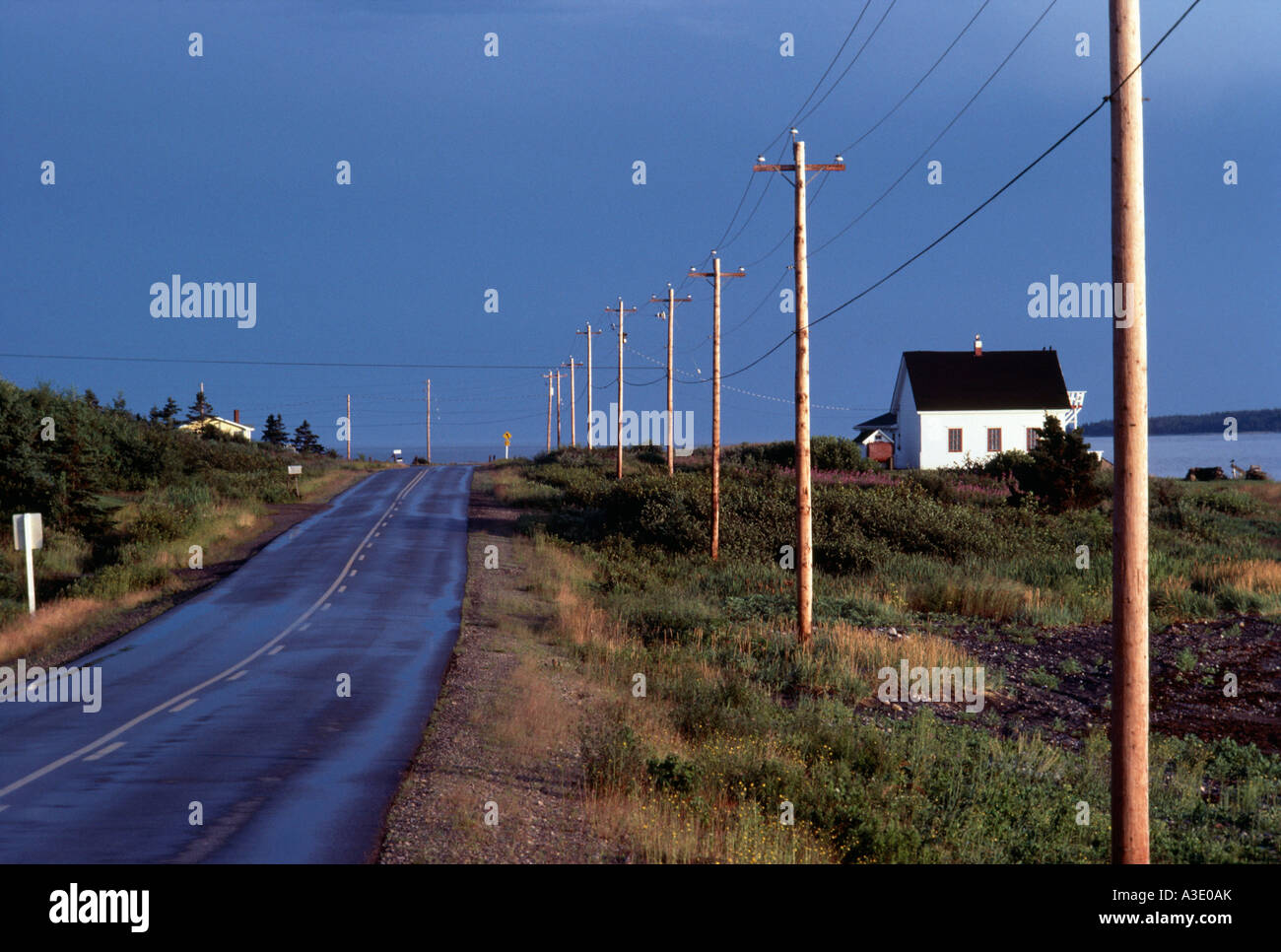 Electric Transmission Lines And Country Road In Nova Scotia, Canada ...