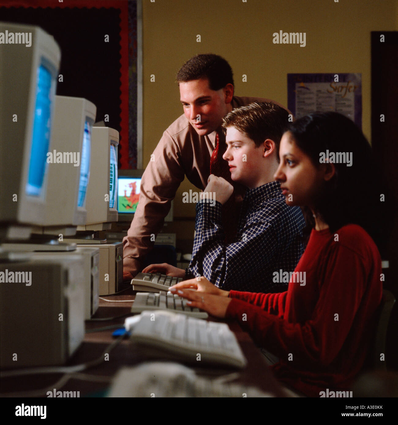 Middle School Students And Teacher In Computer Lab, USA Stock Photo - Alamy