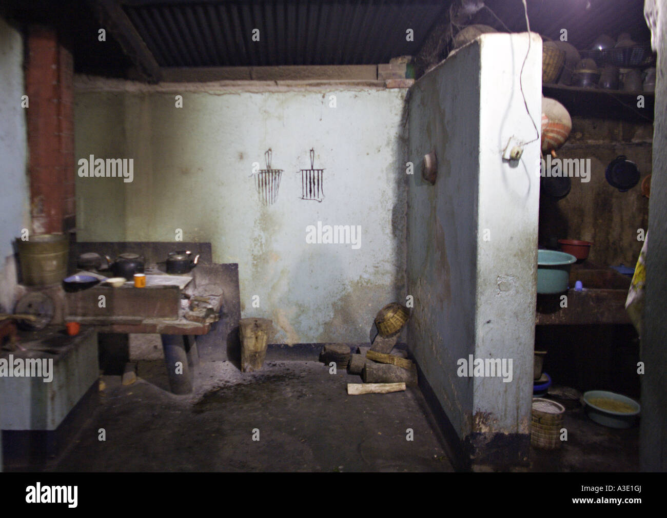 GUATEMALA SAN PEDRO LA LAGUNA Kitchen with Lorena stove in Tzutujil ...