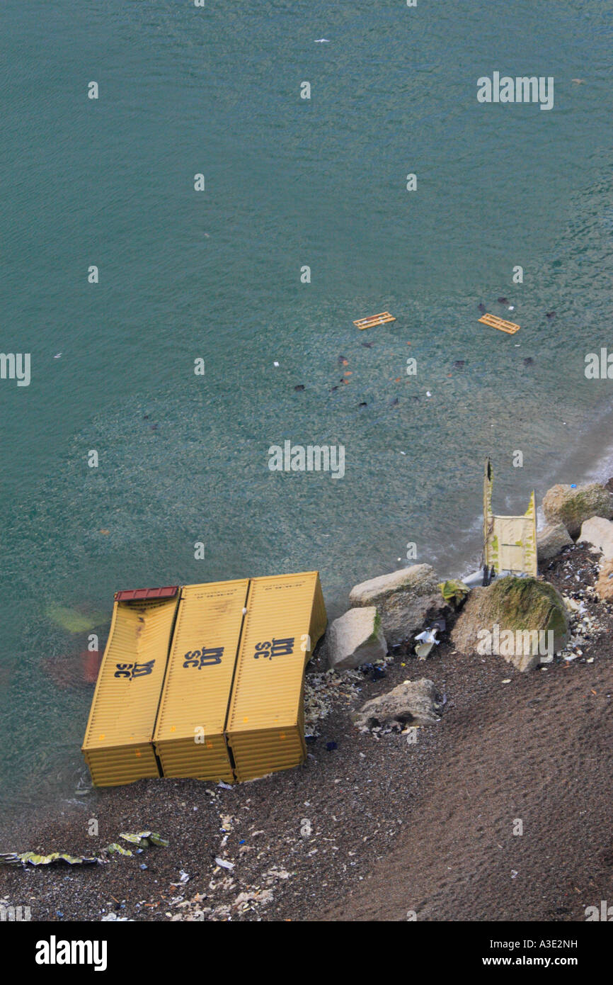 Branscombe Environmental pollution smashed shipping containers wrecked ...