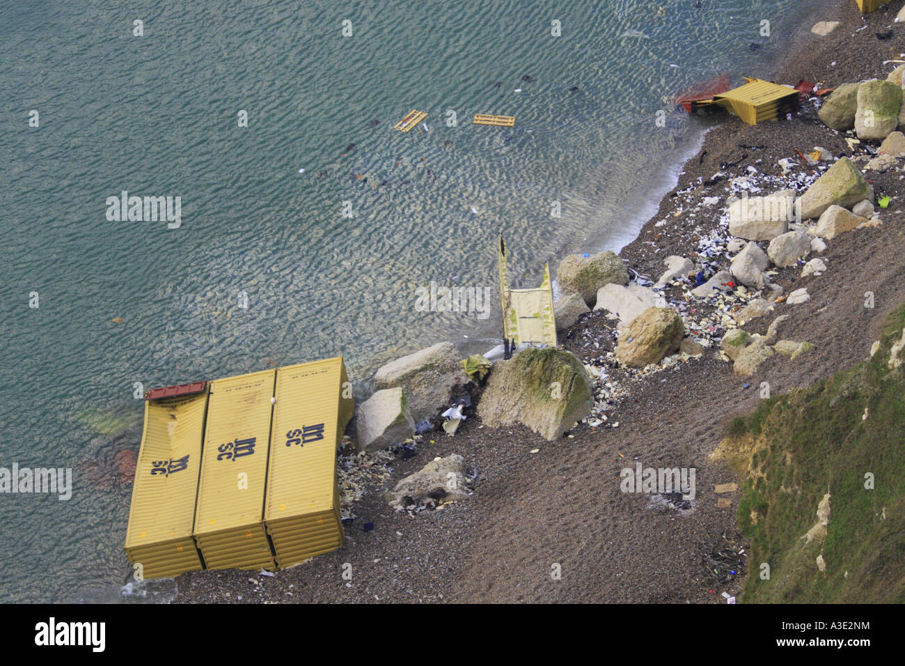 Branscombe Beach Devon pollution and smashed cargo from shipping ...