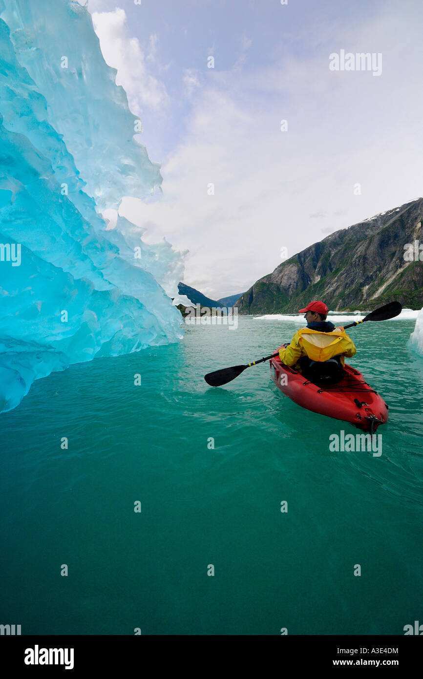 Exploring an iceberg by sea kayak in Tracy Arm Alaska Pacific Ocean ...