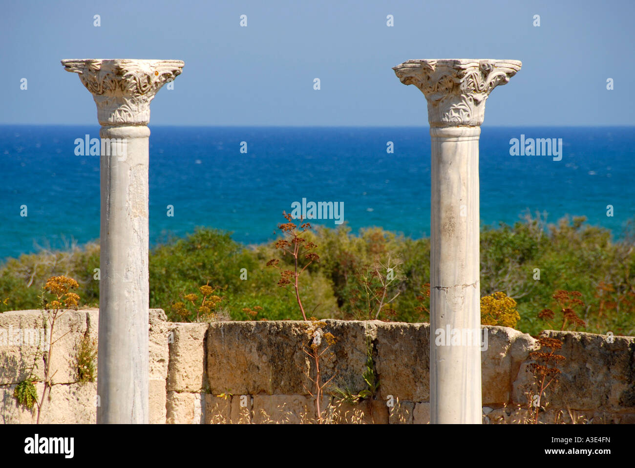 Pillars of early Christian Basilica Kampanopetra at the sea ...