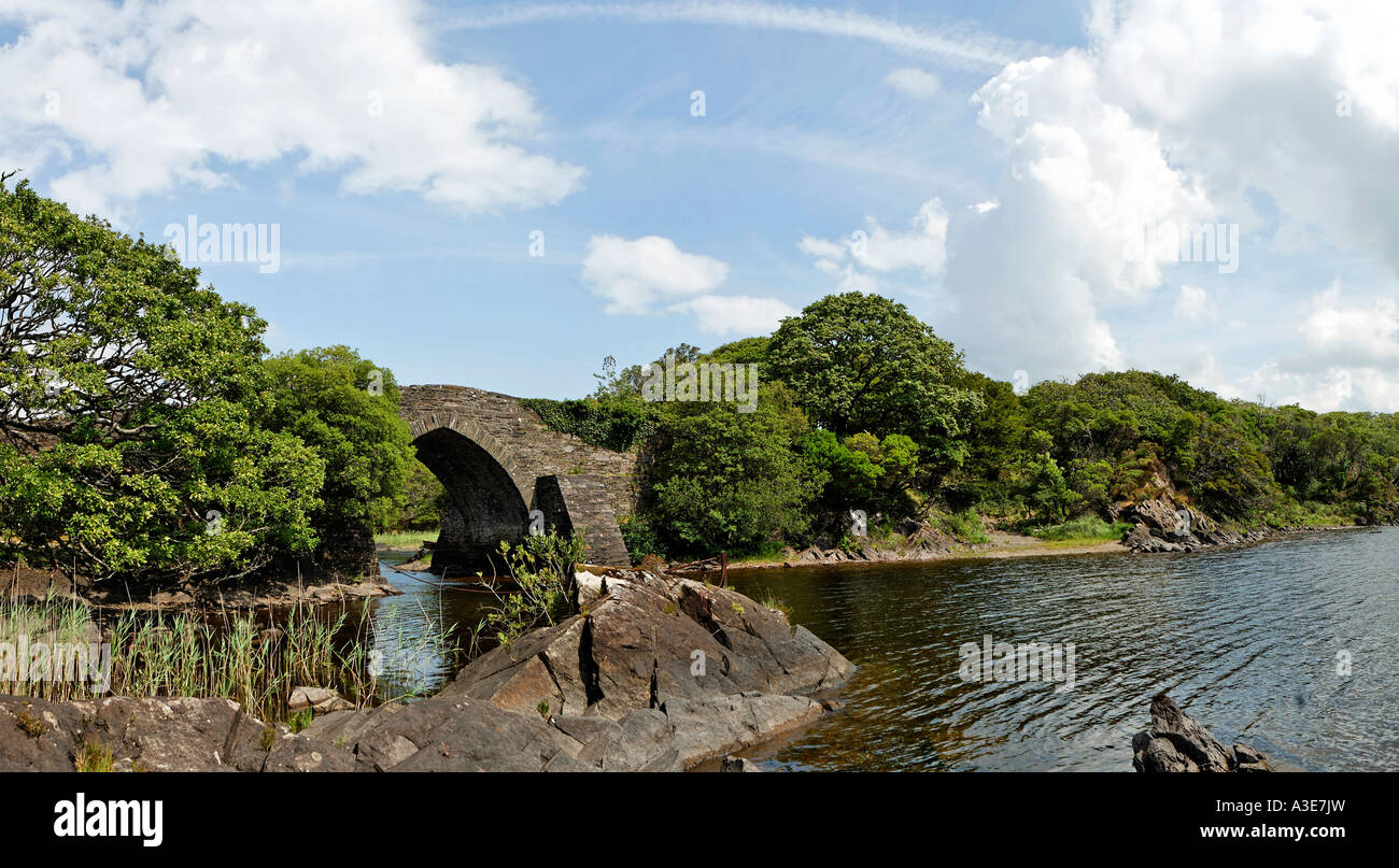 Old stonebridge called Bricin bridge at the Muckross lake, Killarney ...