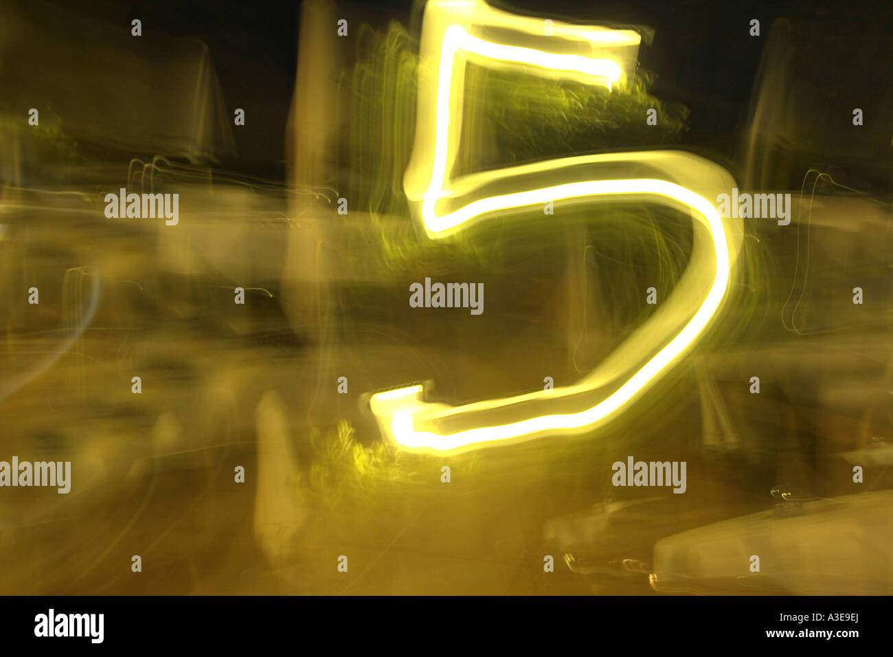 Illuminated number five Stock Photo - Alamy