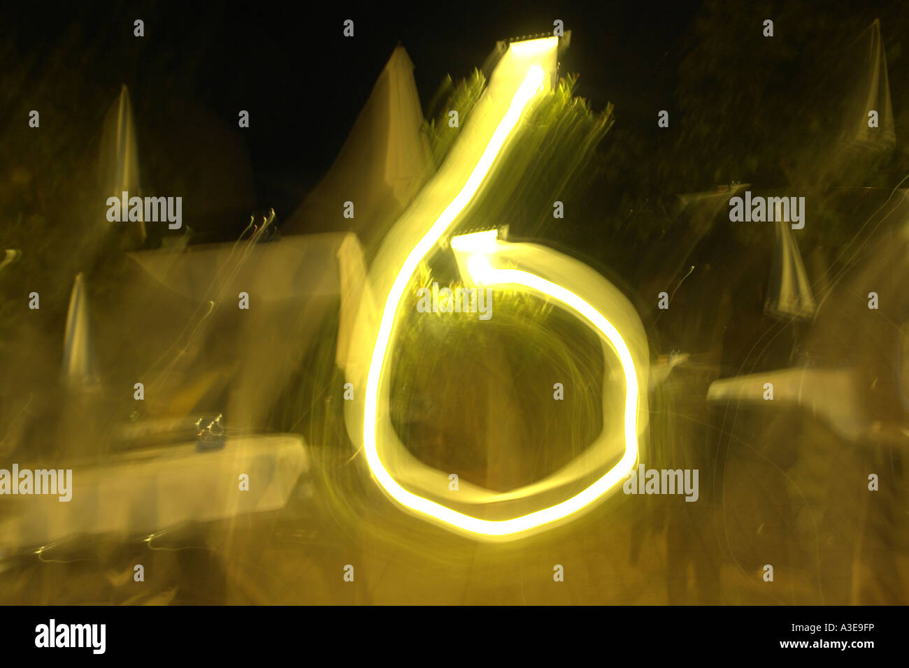 Illuminated number six Stock Photo - Alamy