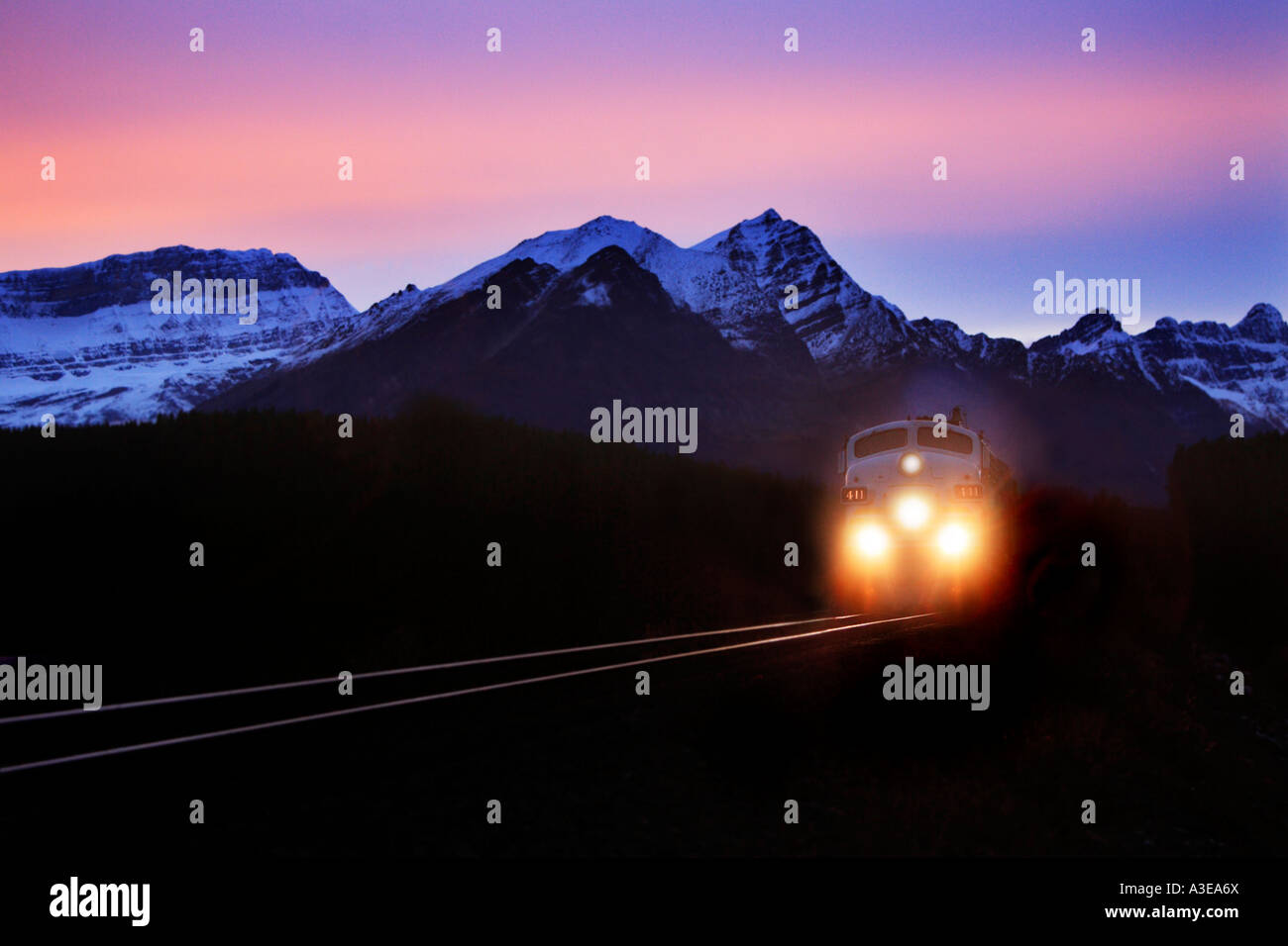 Locomotive train at night Stock Photo - Alamy