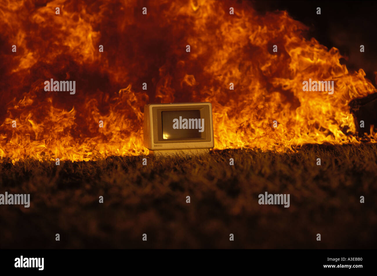 Burning computer 0562 Stock Photo - Alamy