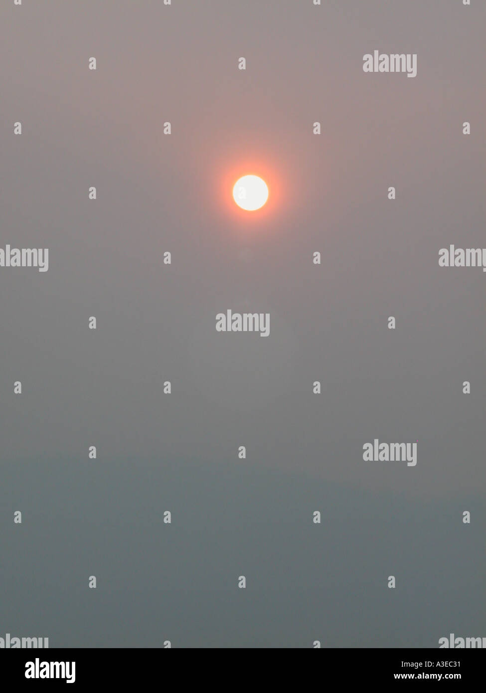 Smoke filled sky from a forest fire in southern Oregon USA Stock Photo ...