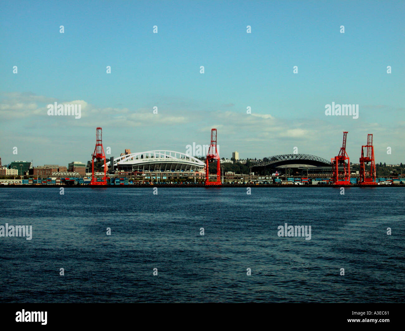 Port of Seattle Washington viewed from a Washington State Ferry Stock ...