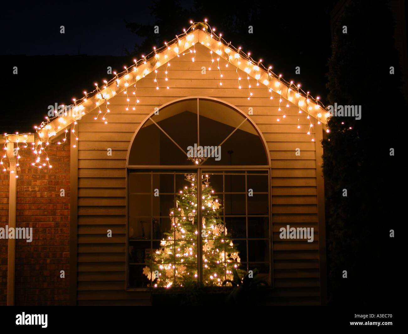 Christmas tree seen through window hi-res stock photography and images ...