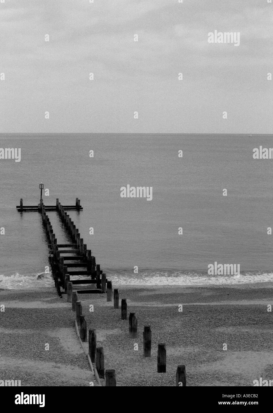 Coastal defence groyne Black and White Stock Photos & Images - Alamy