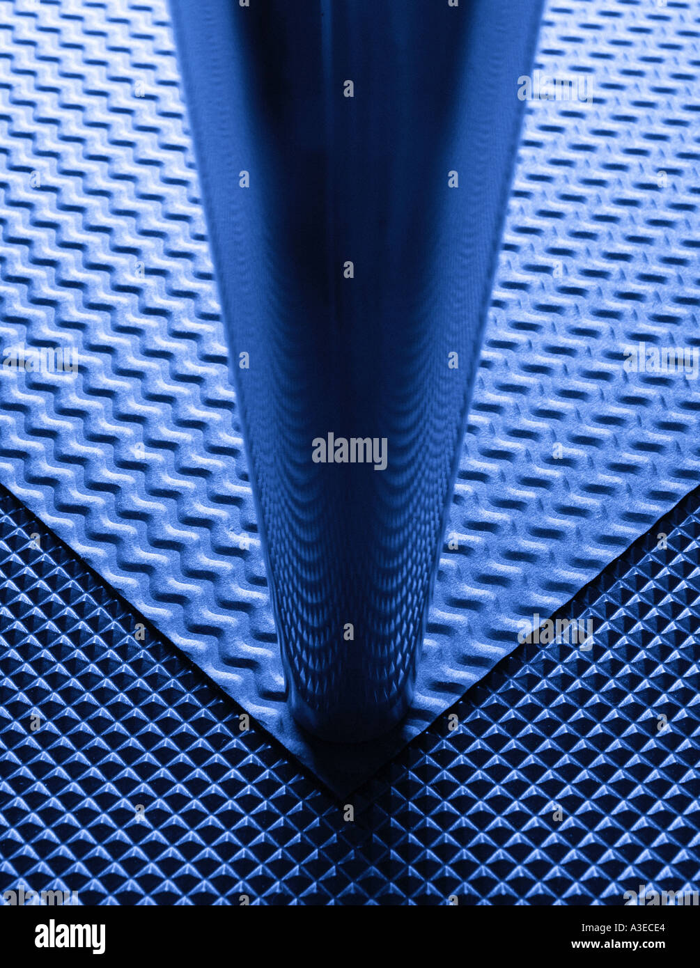 Abstract geometric still life of cone and triangle with deep blue color ...