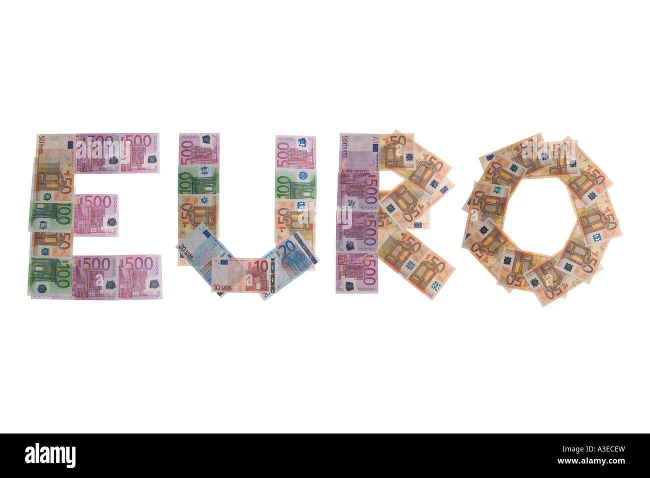 Euro, written with bank notes Stock Photo - Alamy