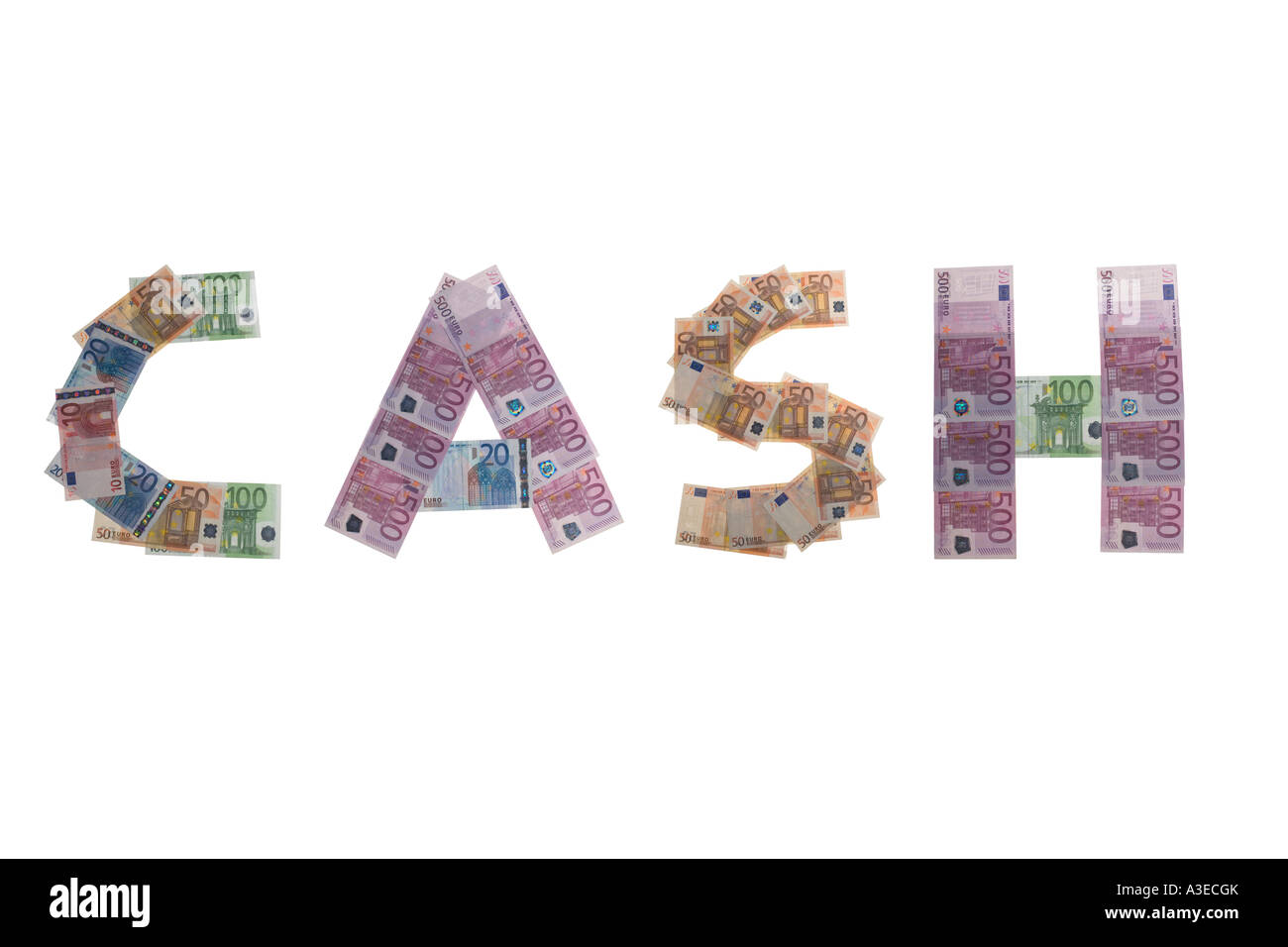 Cash, written with bank notes Stock Photo - Alamy