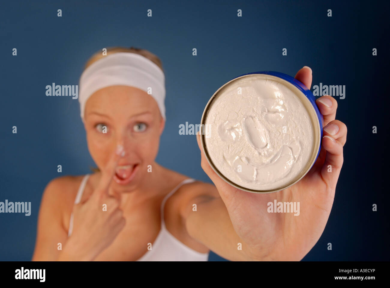 Hygiene with a body lotion Stock Photo - Alamy