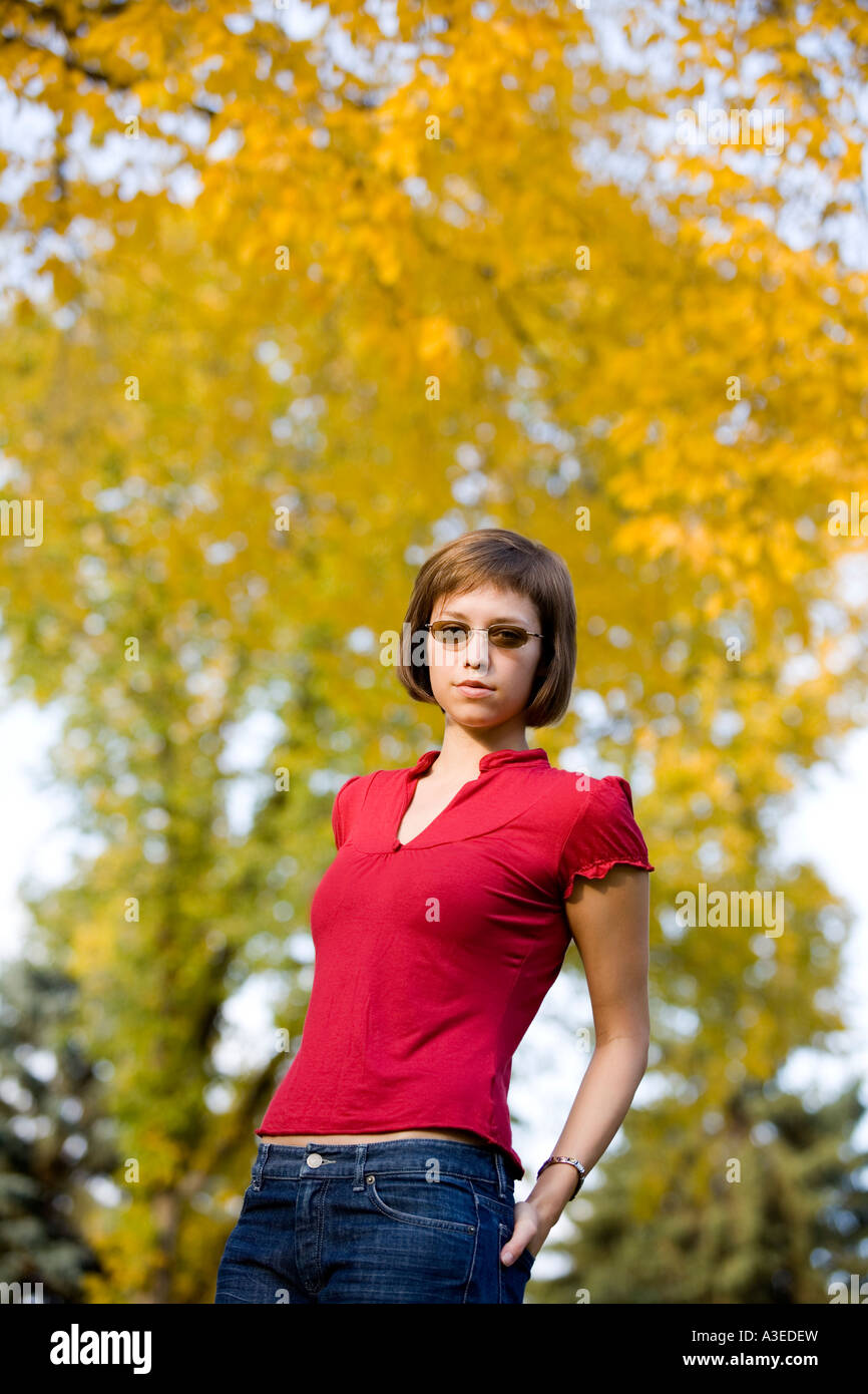 Woman wearing round glasses hi-res stock photography and images - Alamy