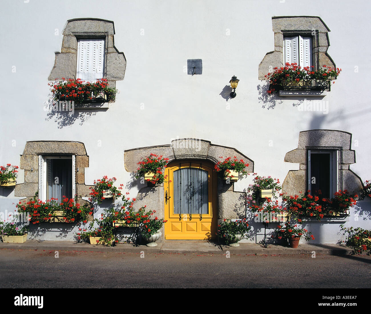 Hanging basket on cottage wall hi-res stock photography and images - Alamy