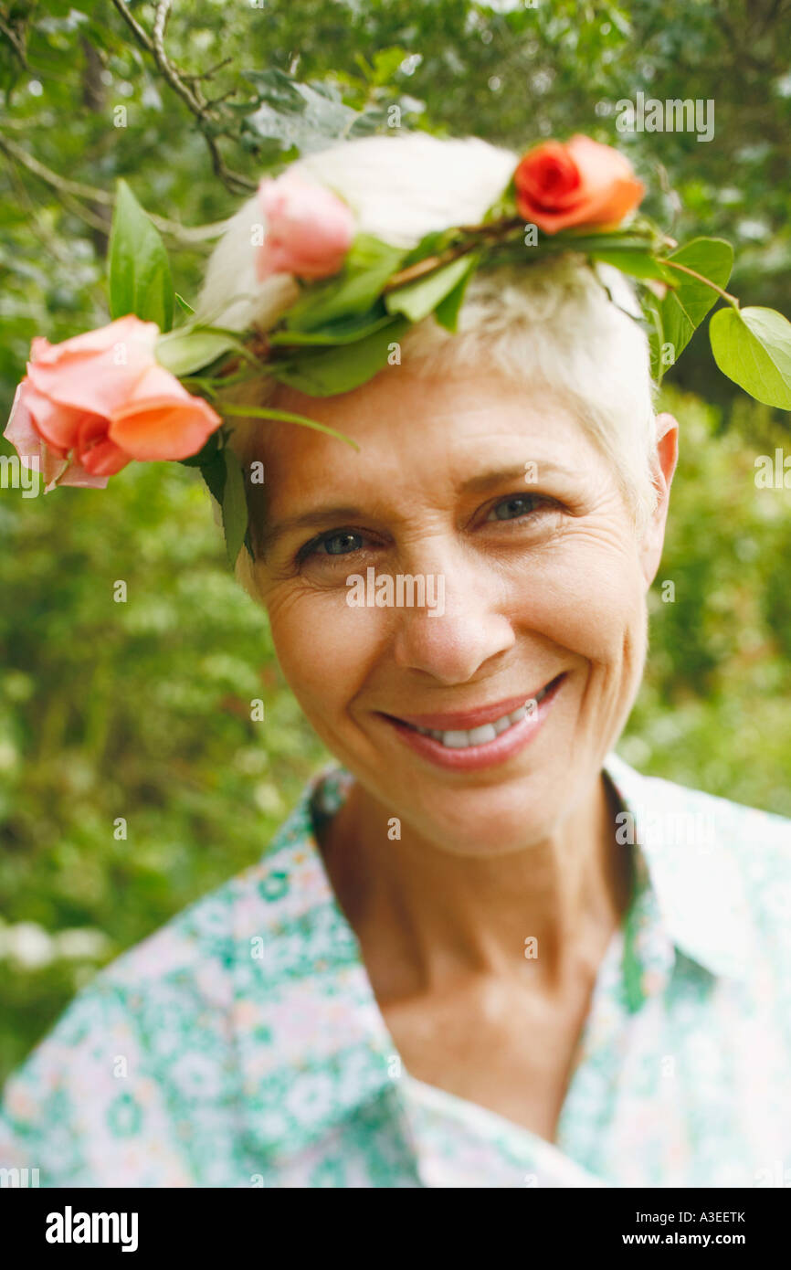 Portrait of a senior woman smiling Stock Photo - Alamy