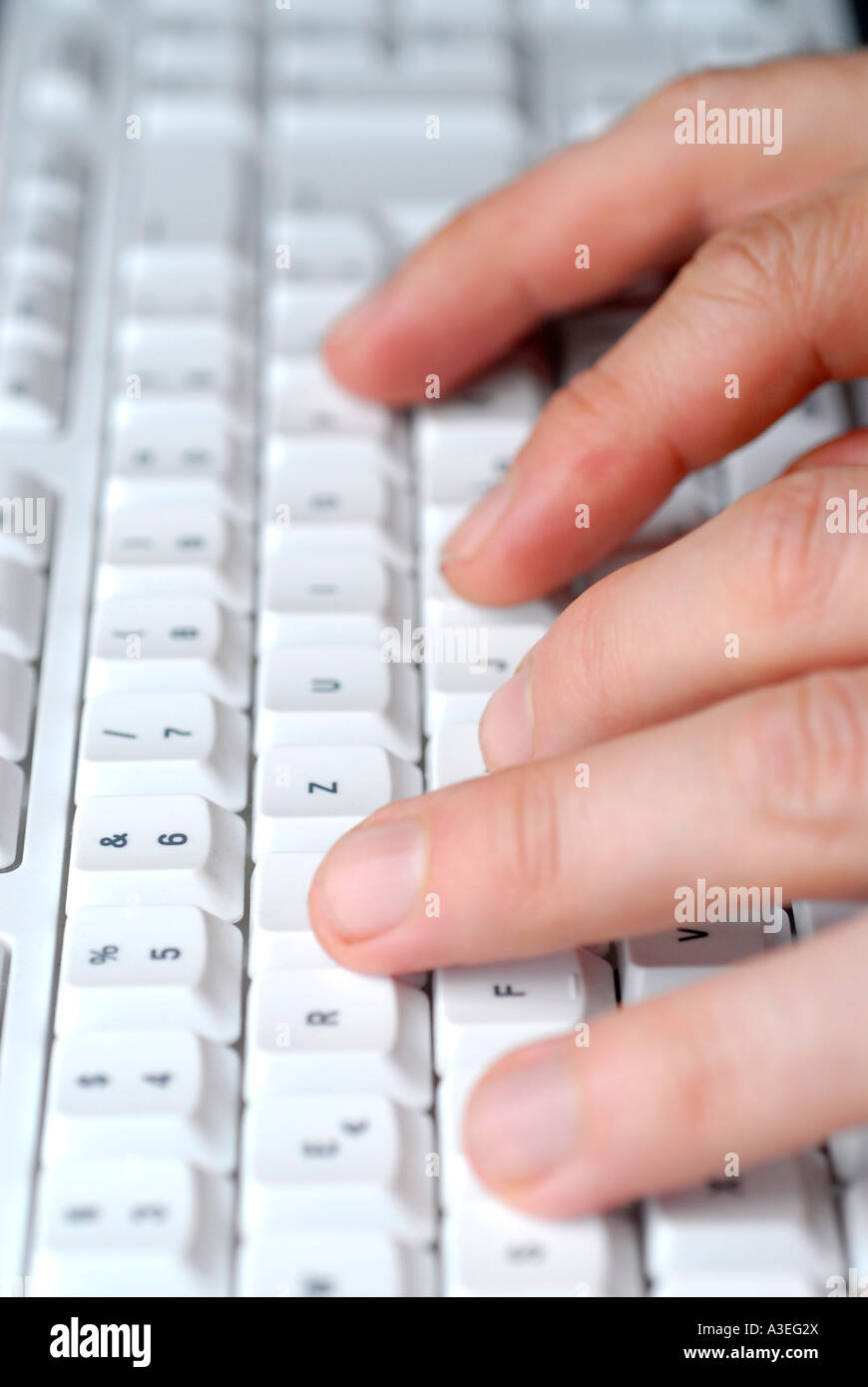 Hands on computer keyboard Stock Photo - Alamy