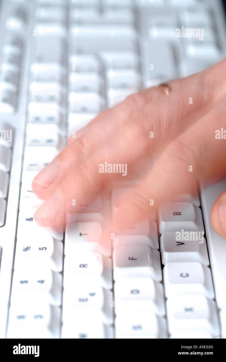 Hand on computer keyboard Stock Photo - Alamy