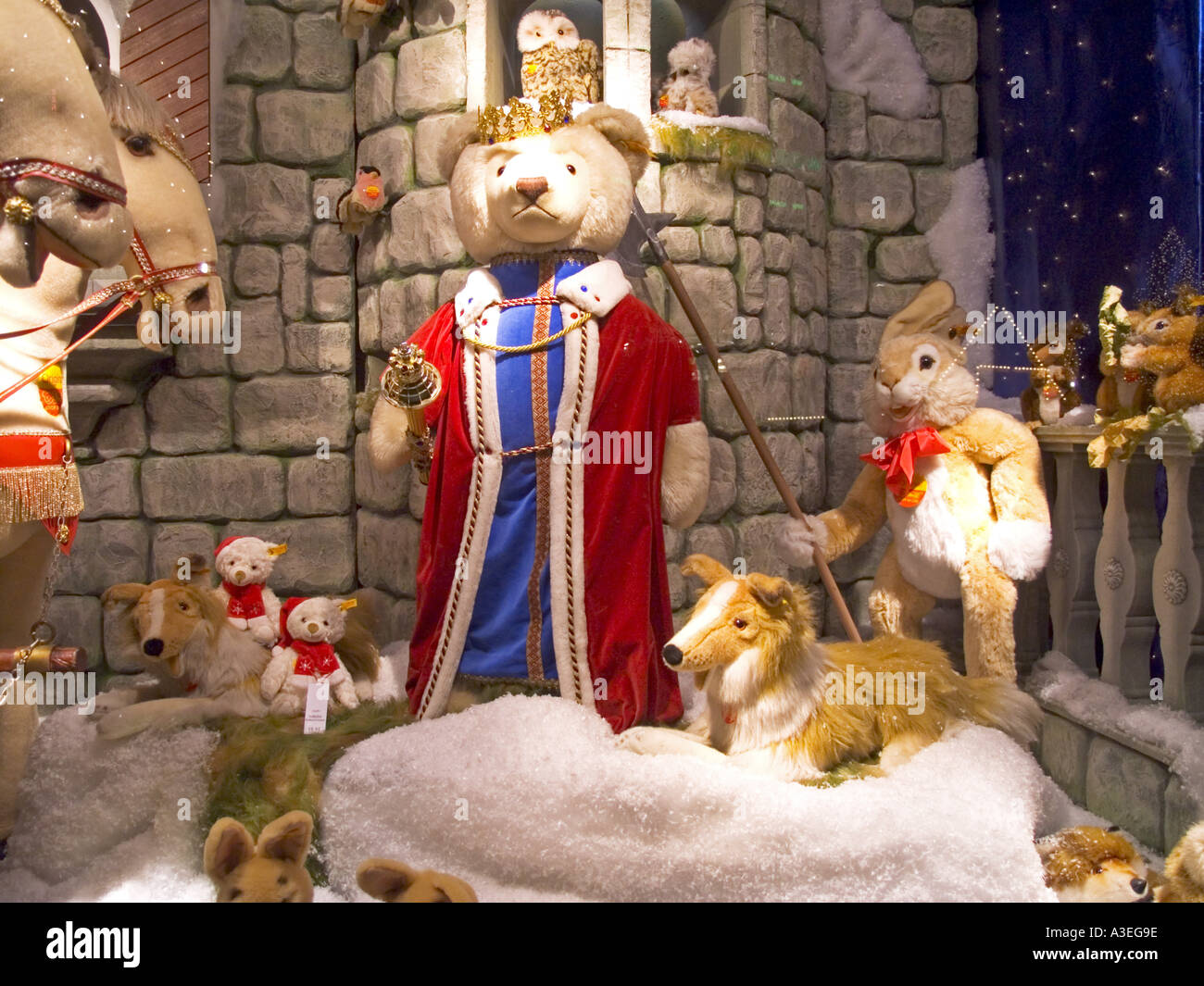 Window display in winter christmas fair market Stock Photo - Alamy