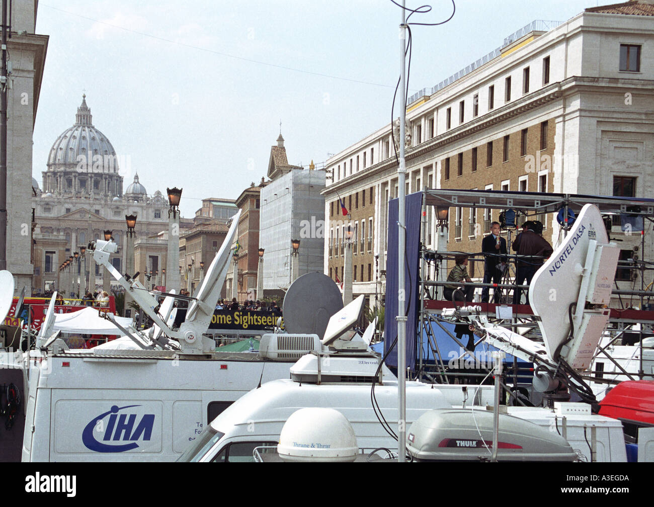 the world s mass media outside broadcasting vans and st peter s square ...