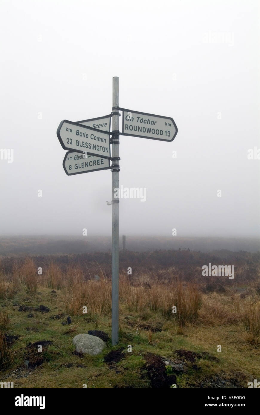 Traffic Sign in english and gaelic notation in the Wicklow Mountains ...