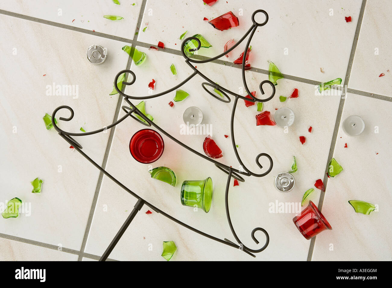 Broken candlestick formed as a Christmas tree Stock Photo - Alamy