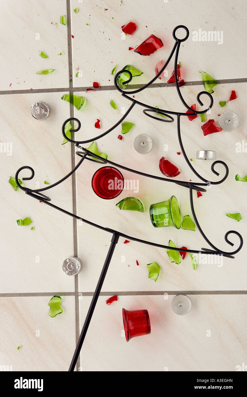 Broken candlestick formed as a Christmas tree Stock Photo - Alamy