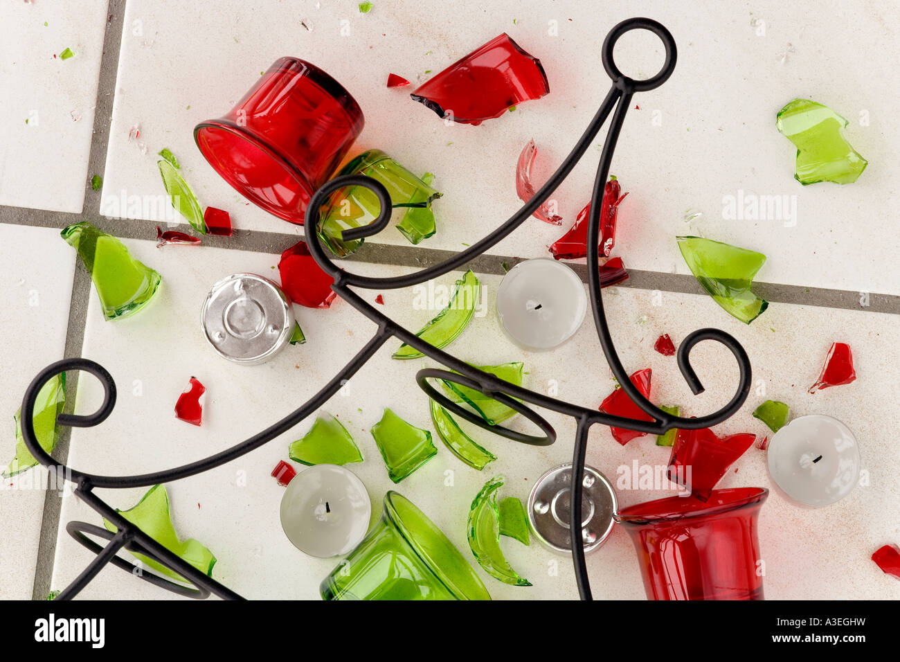 Broken candlestick formed as a Christmas tree Stock Photo - Alamy