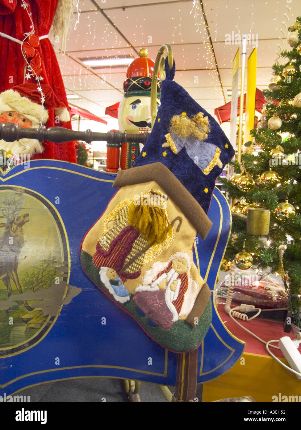 Christmas Santa Claus decoration in department store Stock Photo - Alamy