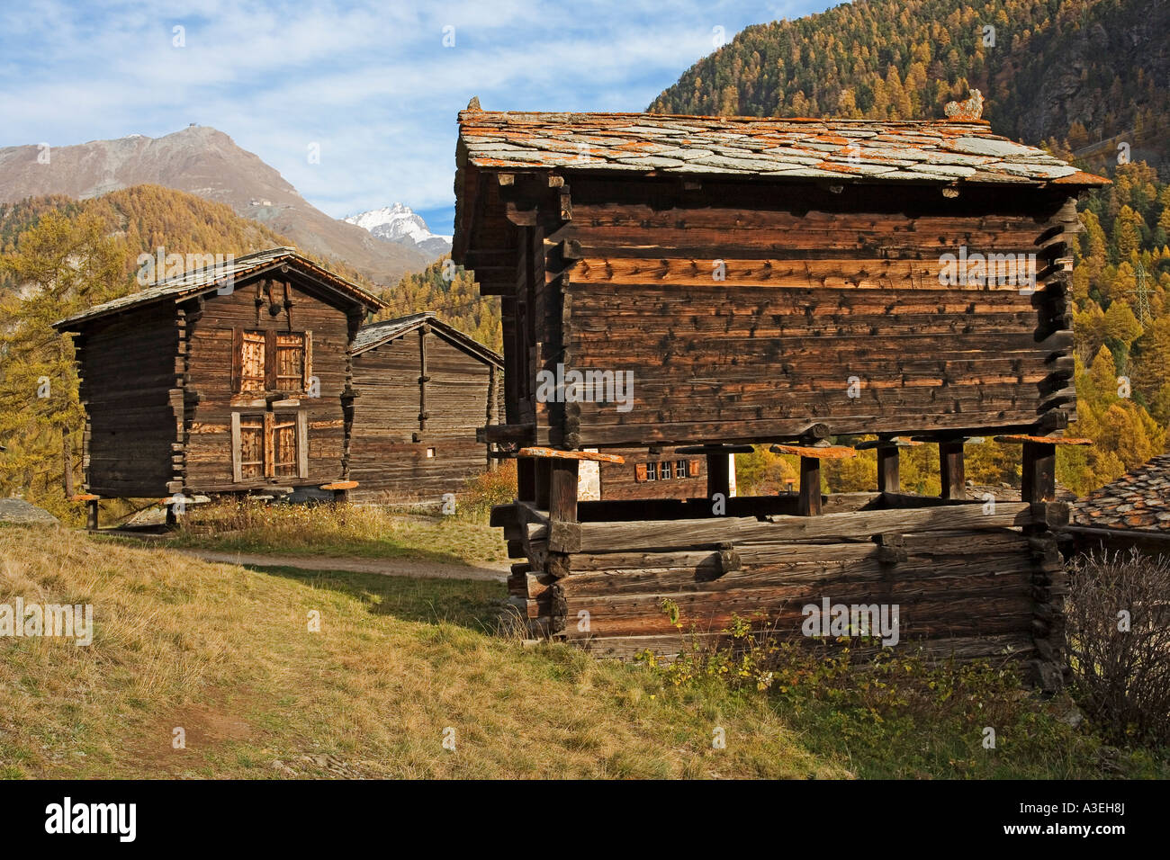 Old granaries, municipality of Blatten, Zermatt, Valais, Switzerland ...