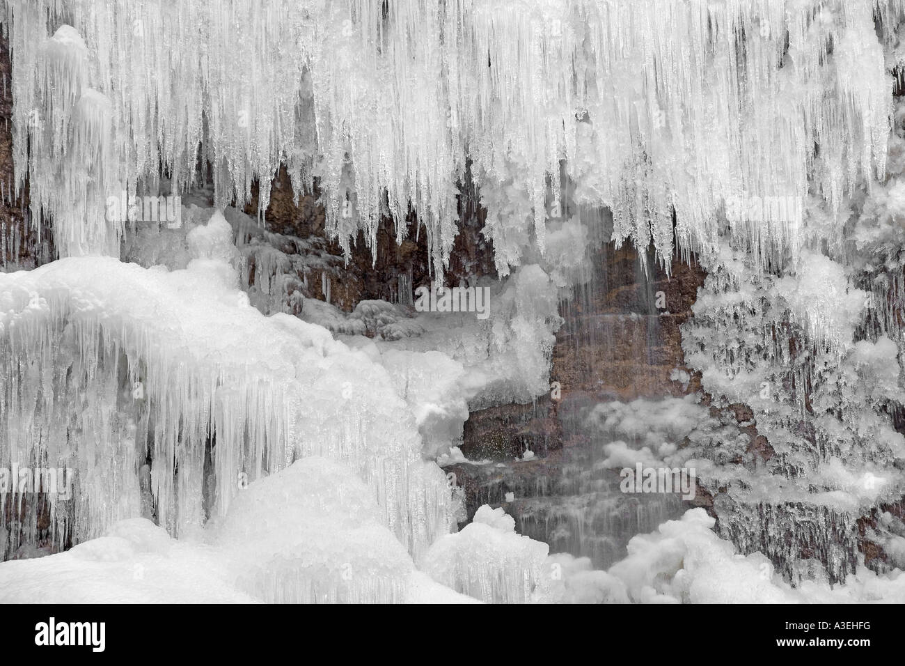 Ice covered waterfall Stock Photo - Alamy