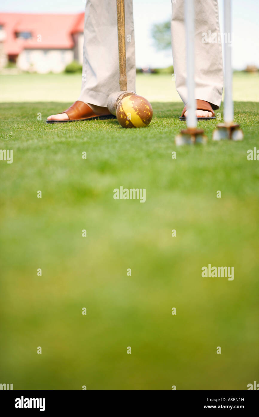 Low section view of a person playing croquet Stock Photo - Alamy