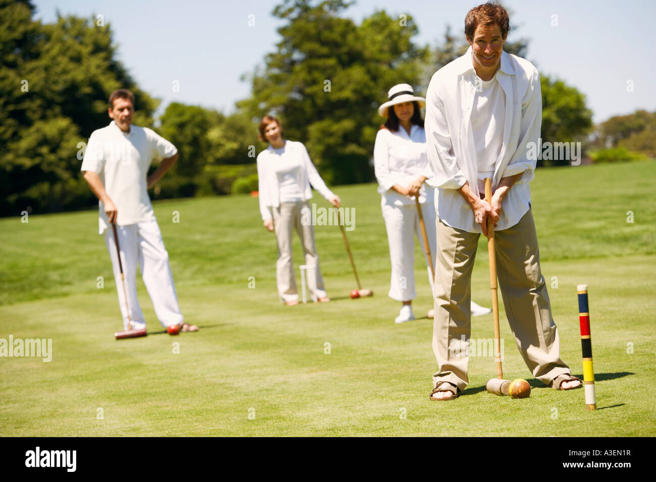 Playing croquet hi-res stock photography and images - Alamy