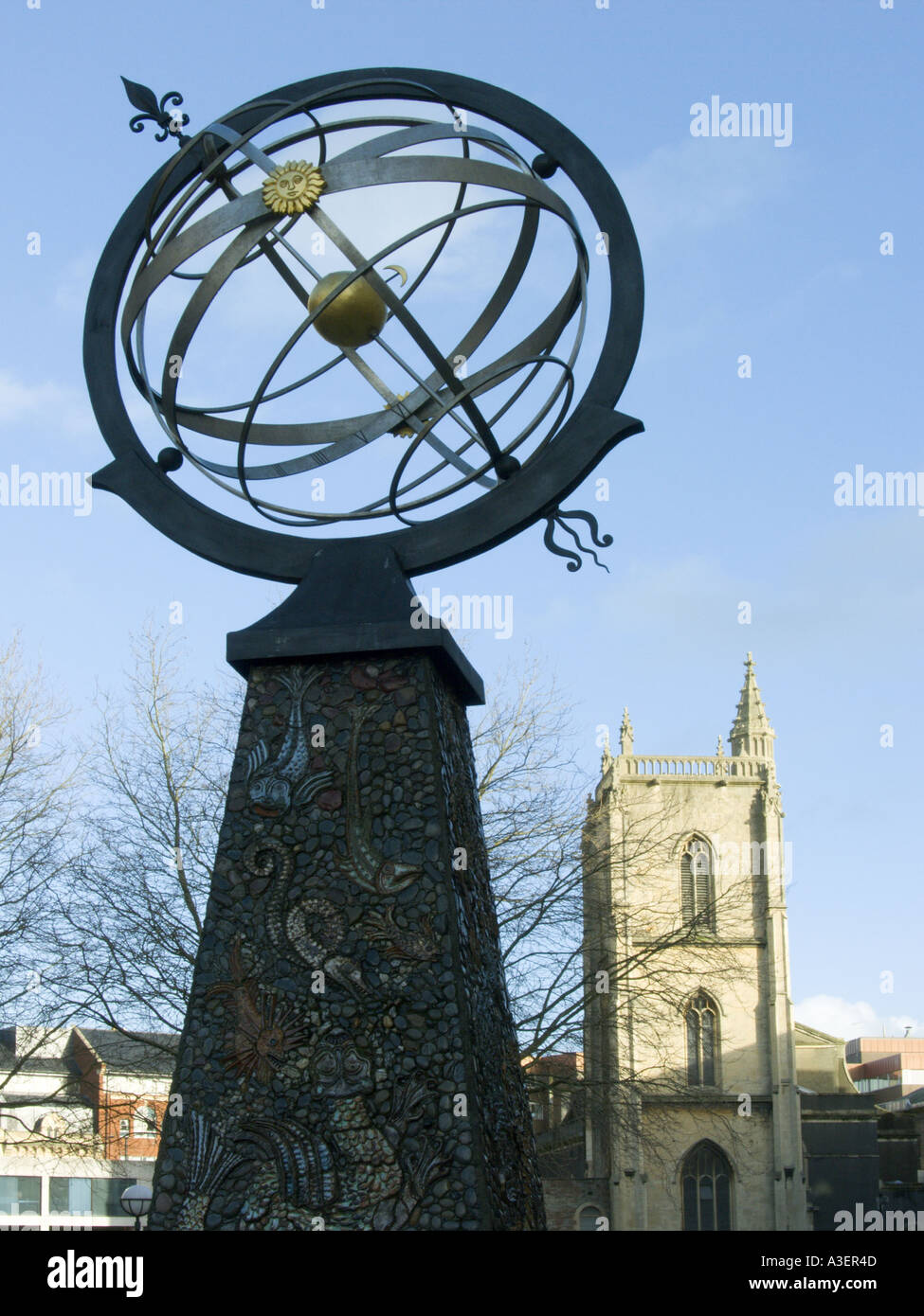 Bristol UK Redcliffe Quay area with old church in background modern ...