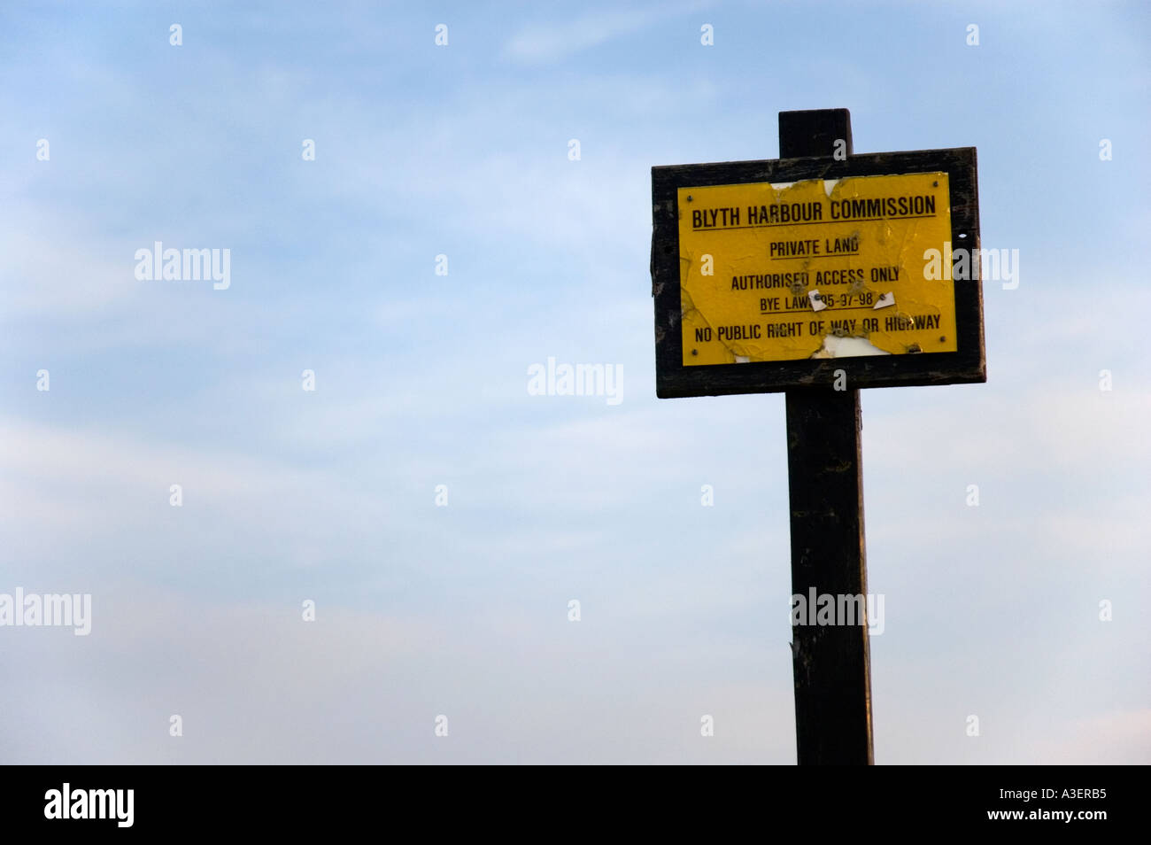 Sign at Blyth Harbour Northumberland Stock Photo - Alamy