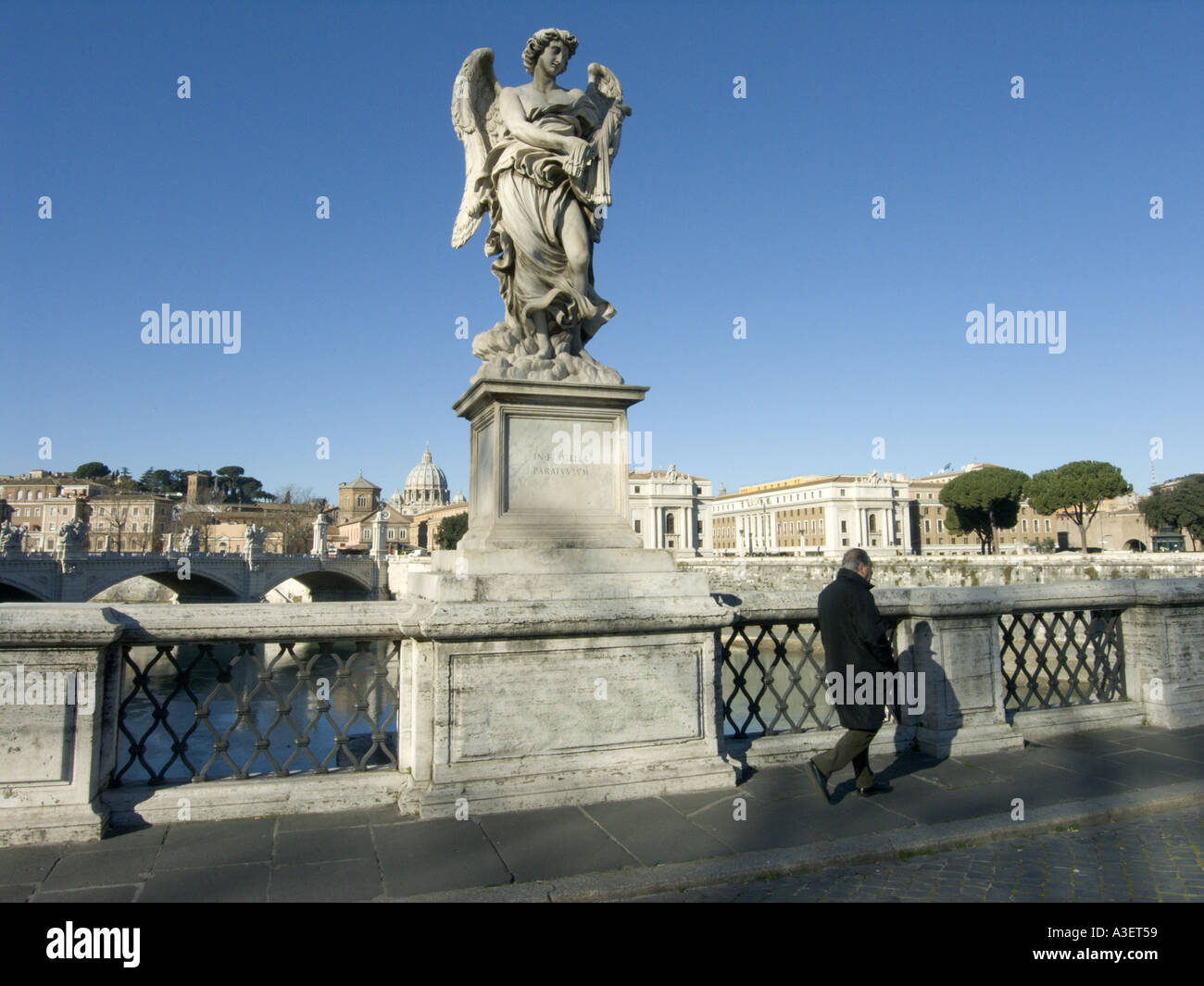 Giovanni Bernini statue on the Ponte Sant Angelo Bridge in Rome Castel ...