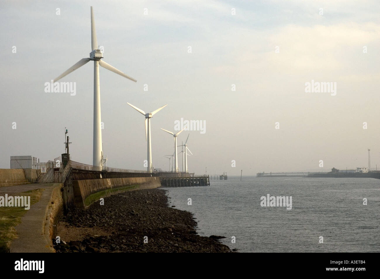 Wind farm at Blyth Harbour Northumberland Stock Photo - Alamy