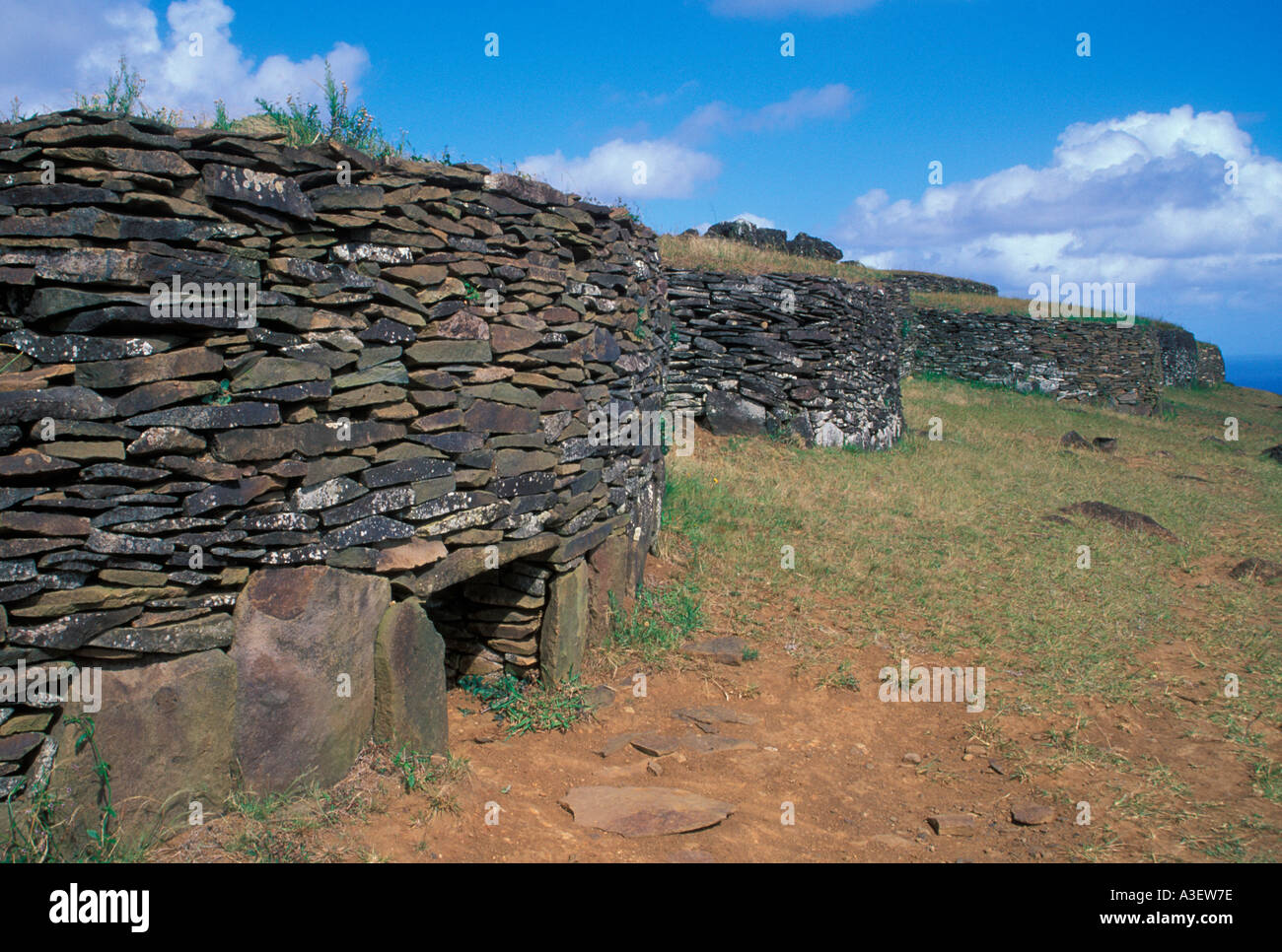 Easter Island The Ceremonial village of Orongo Chile Stock Photo - Alamy