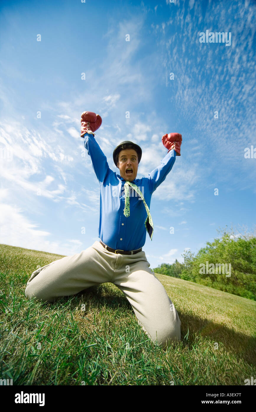 Man giving victory shout Stock Photo - Alamy