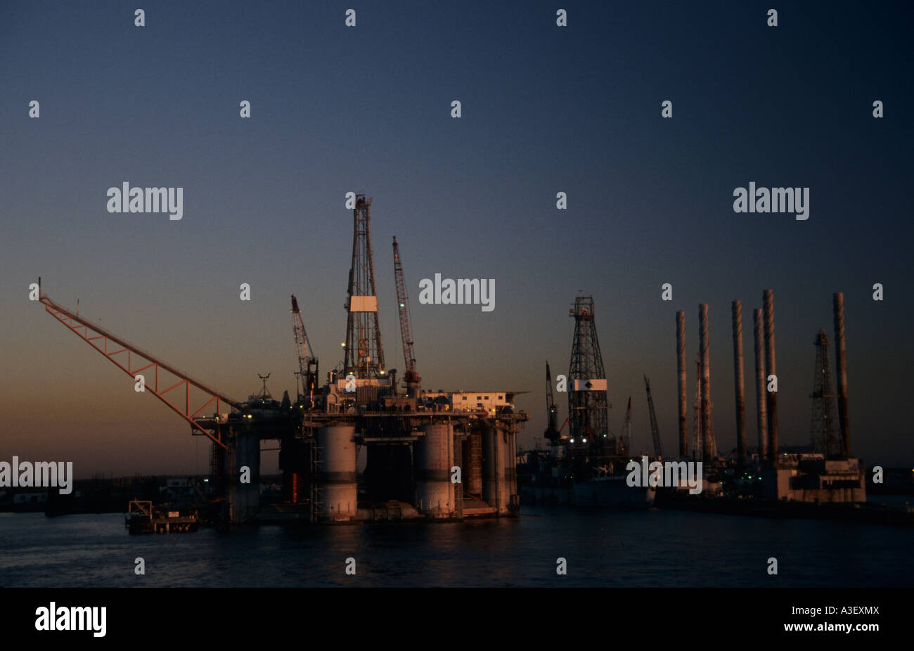 Oil Drilling Rigs on Mississippi River Louisiana America USA Stock ...