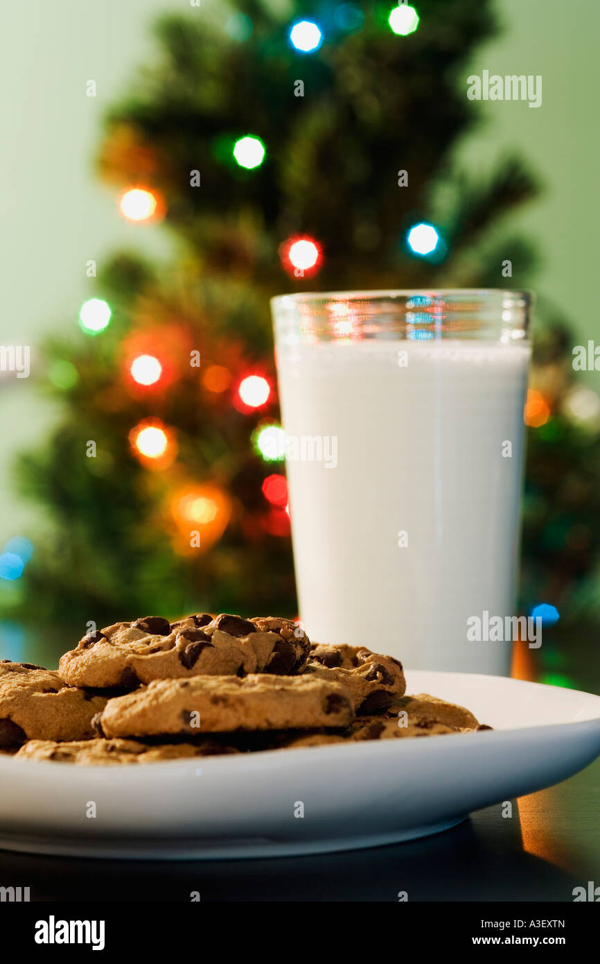 Milk and cookies for Santa Stock Photo - Alamy
