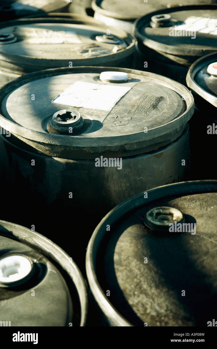 Battery acid barrels Stock Photo - Alamy