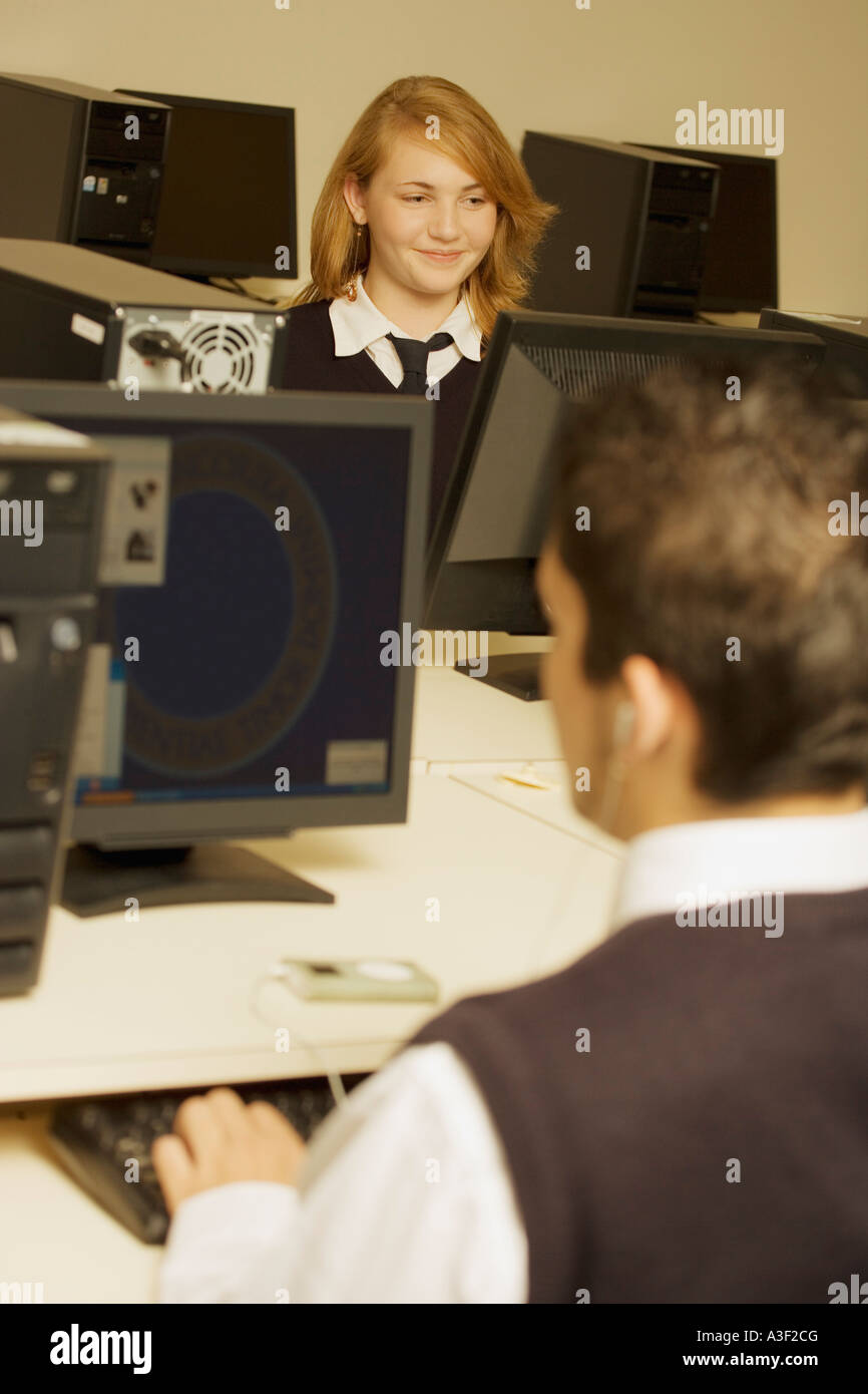 Students working in computer lab Stock Photo - Alamy