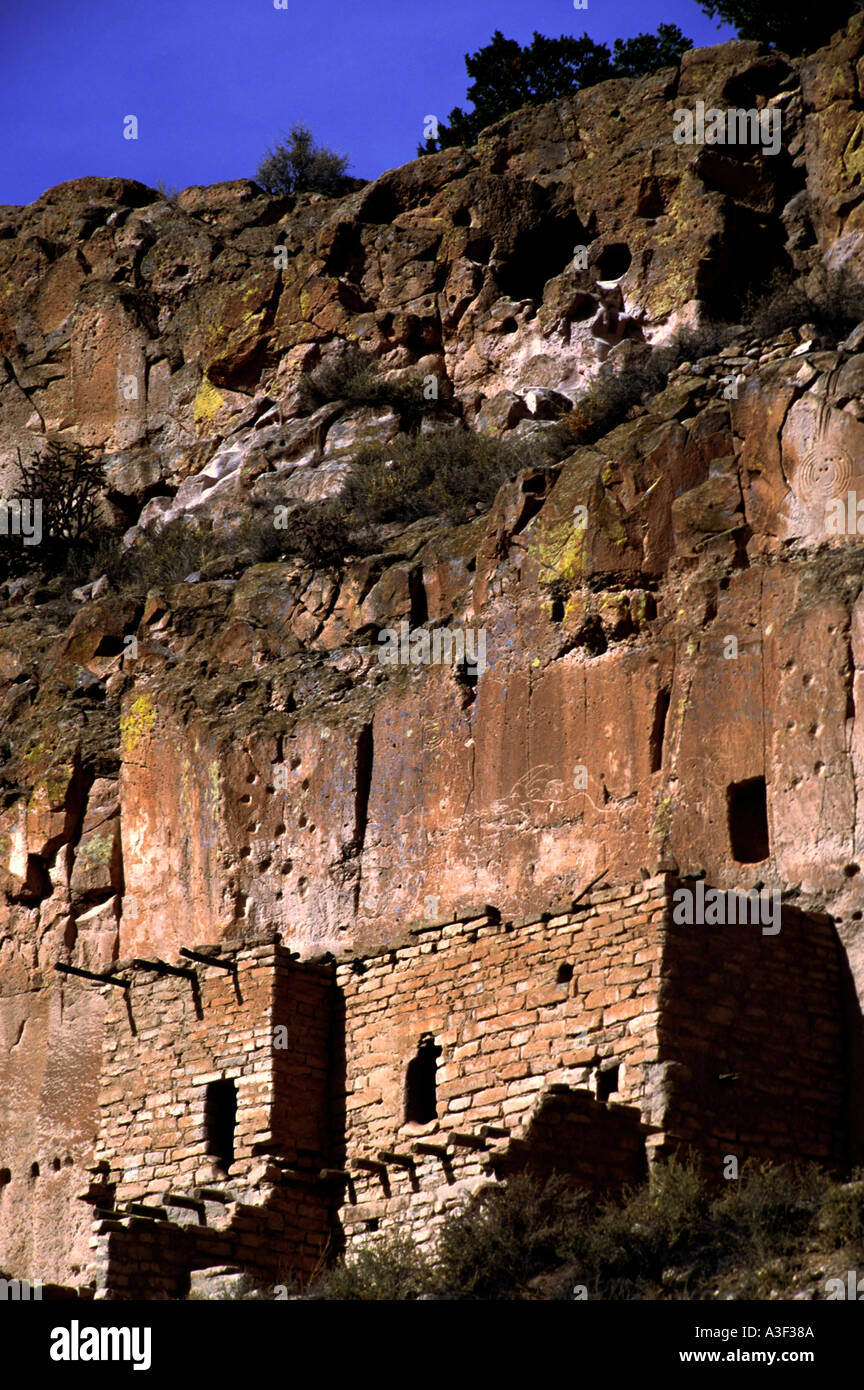 Santa Clara Indian Pueblo Puye Cliff dewellings New Mexico Stock Photo ...