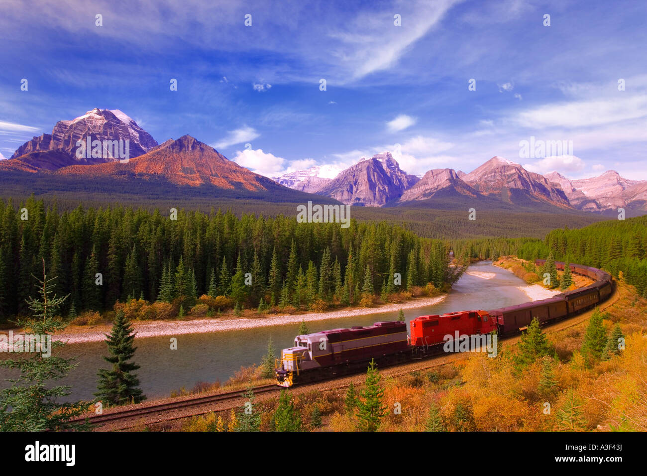 Train in Banff National Park Stock Photo - Alamy