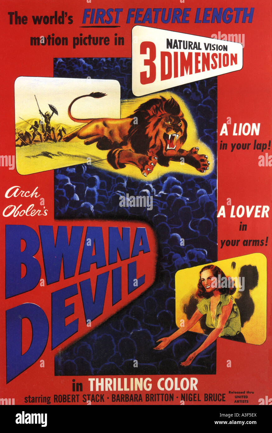 BWANA DEVIL poster for 1952 UA film - the first in 3-D Stock Photo - Alamy
